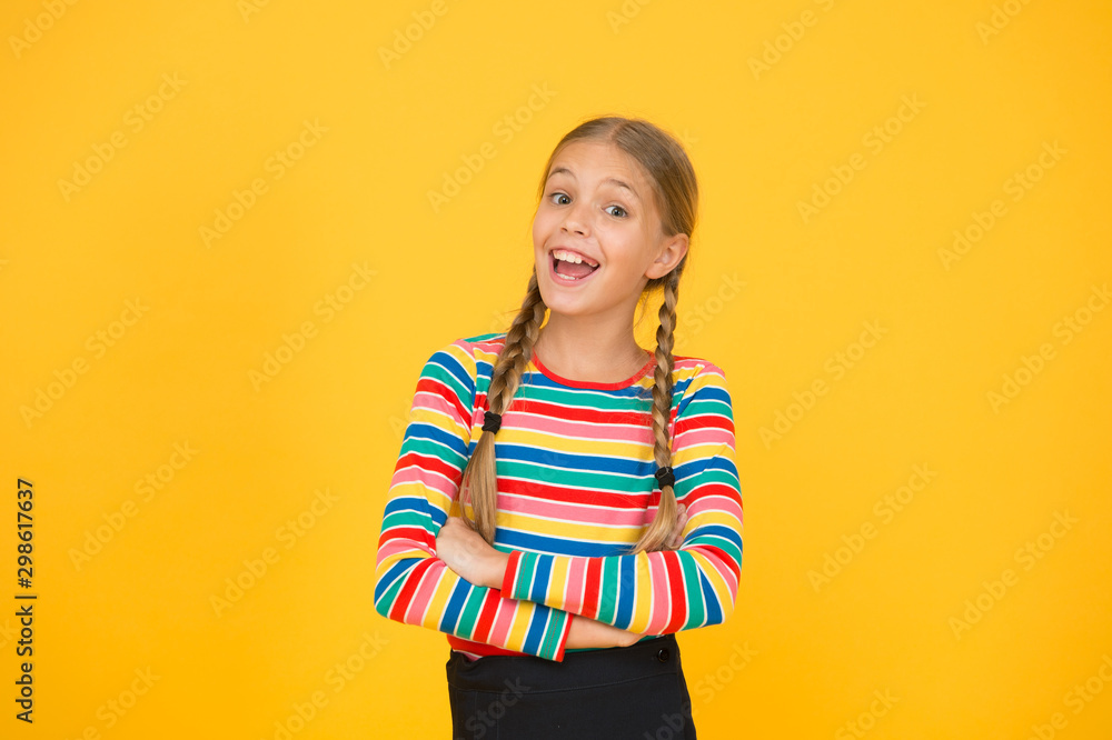 Goods for teens. Adorable girl beautiful face. Little girl. Small child ...