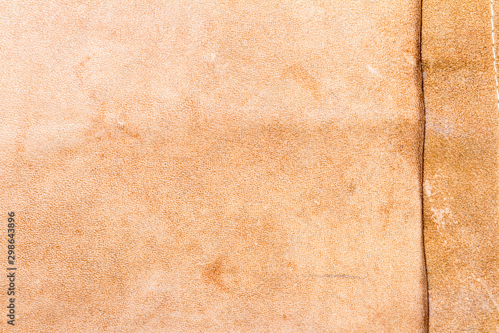 Genuine brown leather texture background. Back side. Stock Photo ...