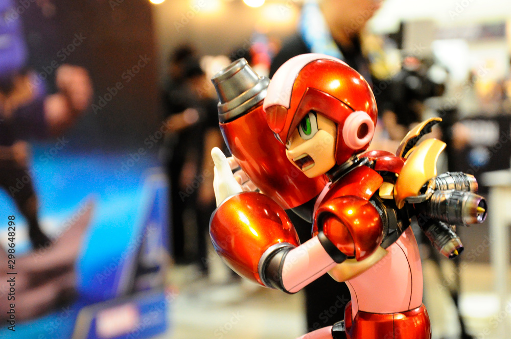 KUALA LUMPUR, MALAYSIA -APRIL 7, 2018: Mega Man scale model fictional ...