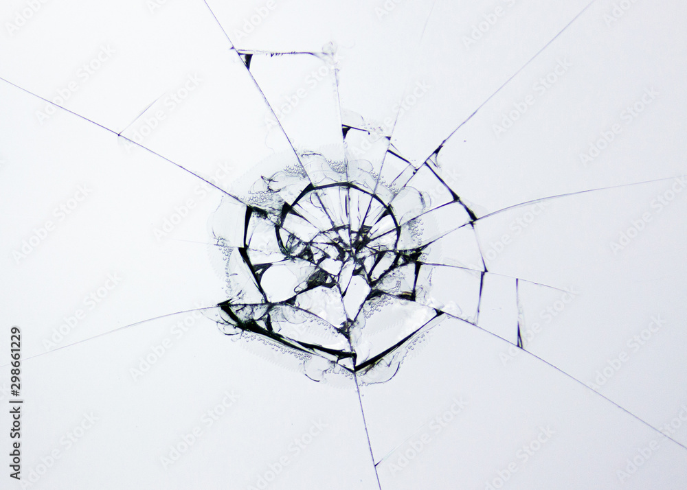Broken glass protective glass against impact. Cracks and lines isolated ...