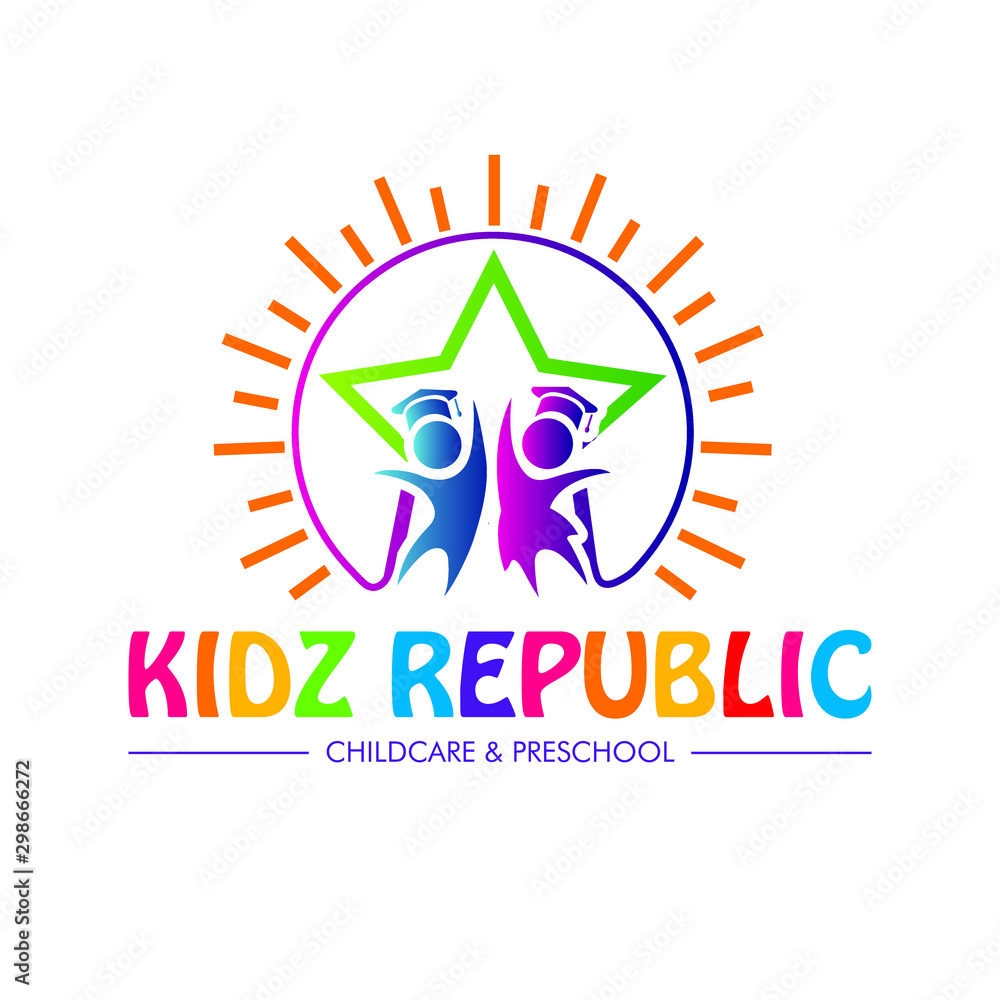 kids school logo with star Stock Vector | Adobe Stock