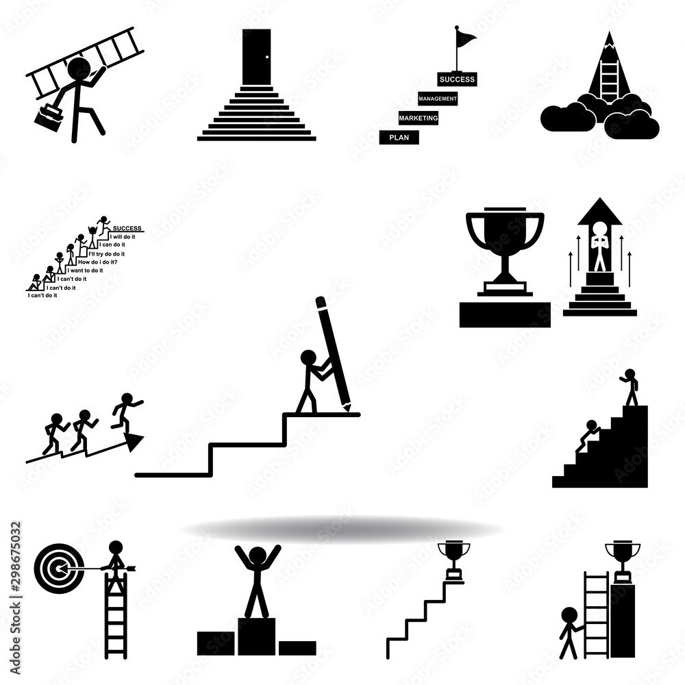 stair, success, pencil, cup icon. Can be used for web, logo, mobile app ...