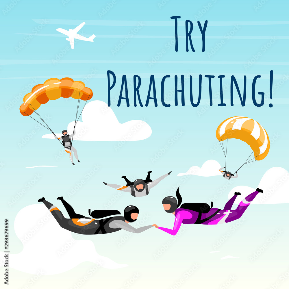 Try parachuting social media post mockup. Parachuting, skydiving ...