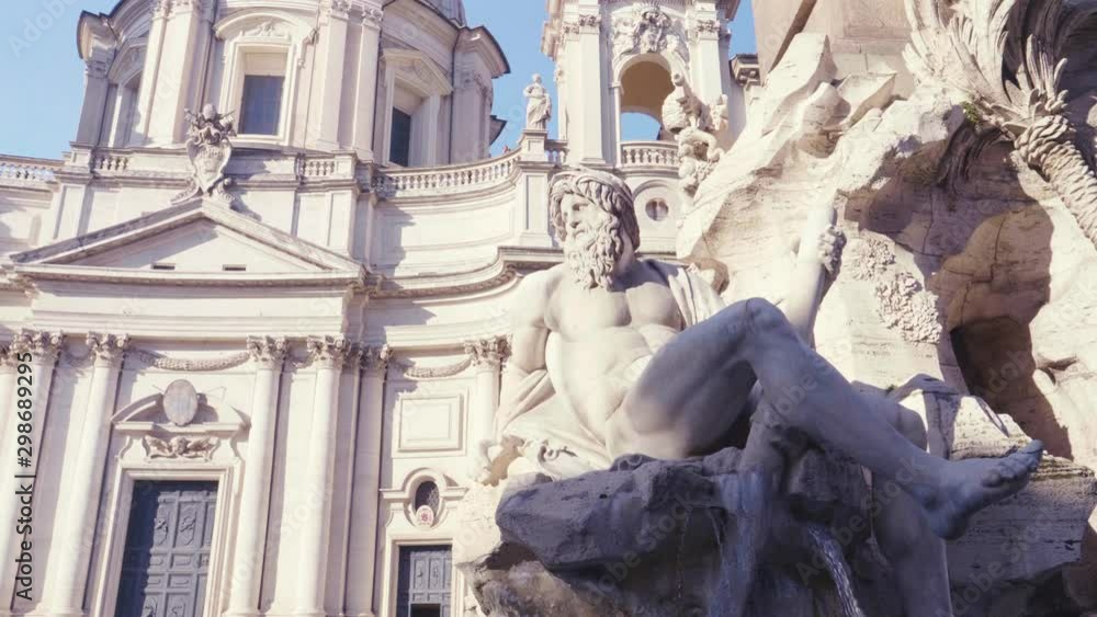 Statue of Zeus in Bernini's fountain of Four Rivers in Piazza Navona ...