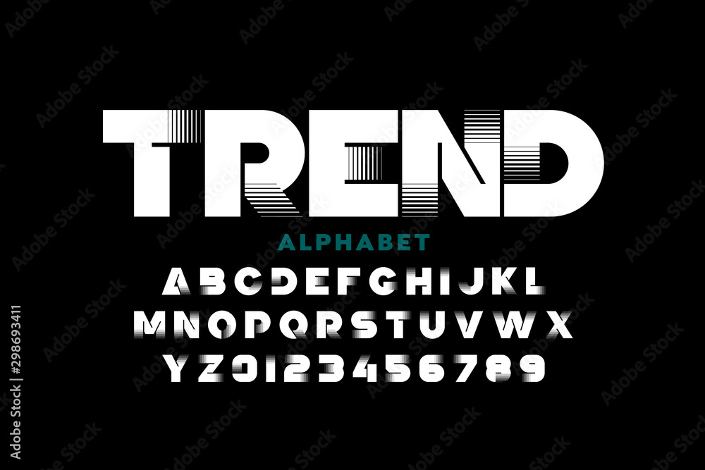 Trendy style font design, alphabet letters and numbers Stock Vector ...