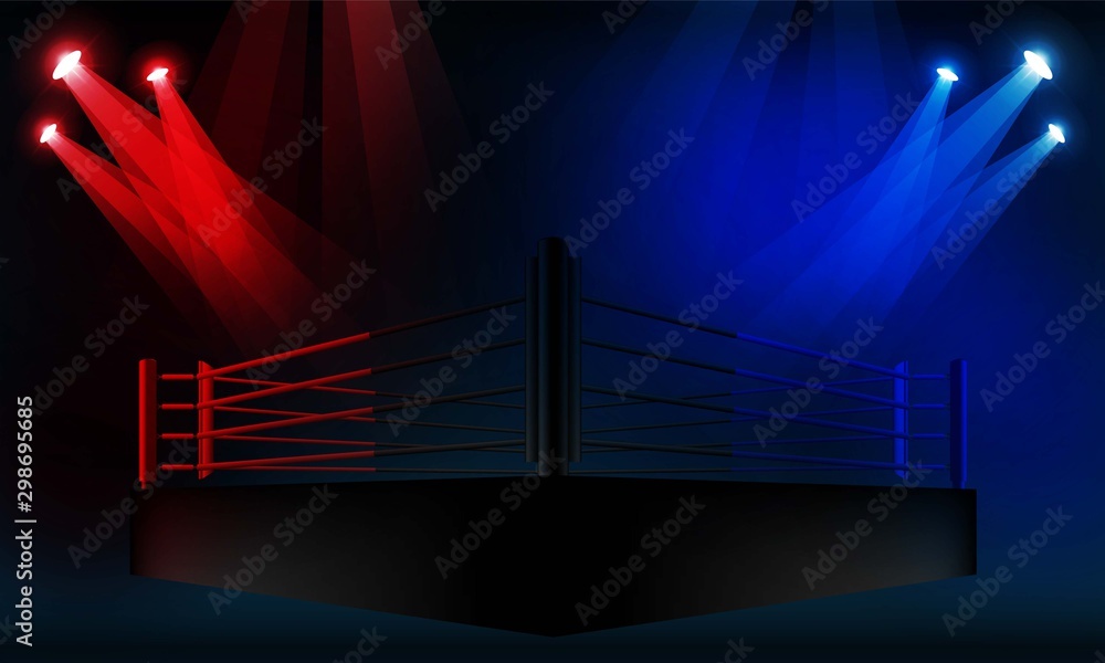 Boxing ring arena and spotlight floodlights vector design. Vector ...