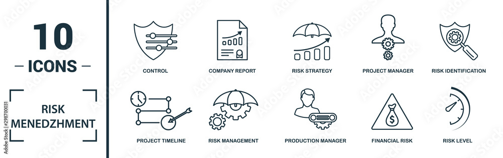 Risk Management icon set. Include creative elements risk management ...