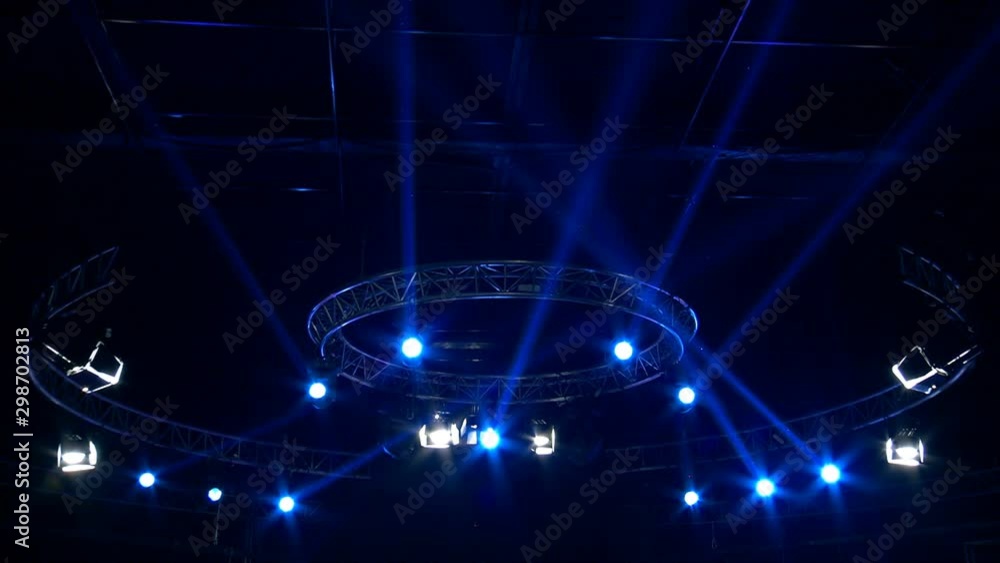 Stage Concert flashing beam Lights on truss structure. light fixtures ...