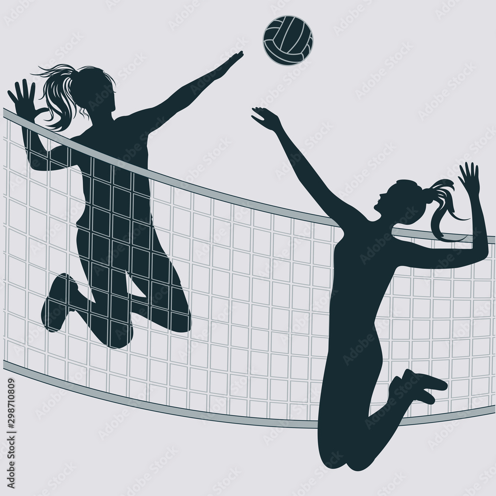 Girl Volleyball Silhouette Hitting