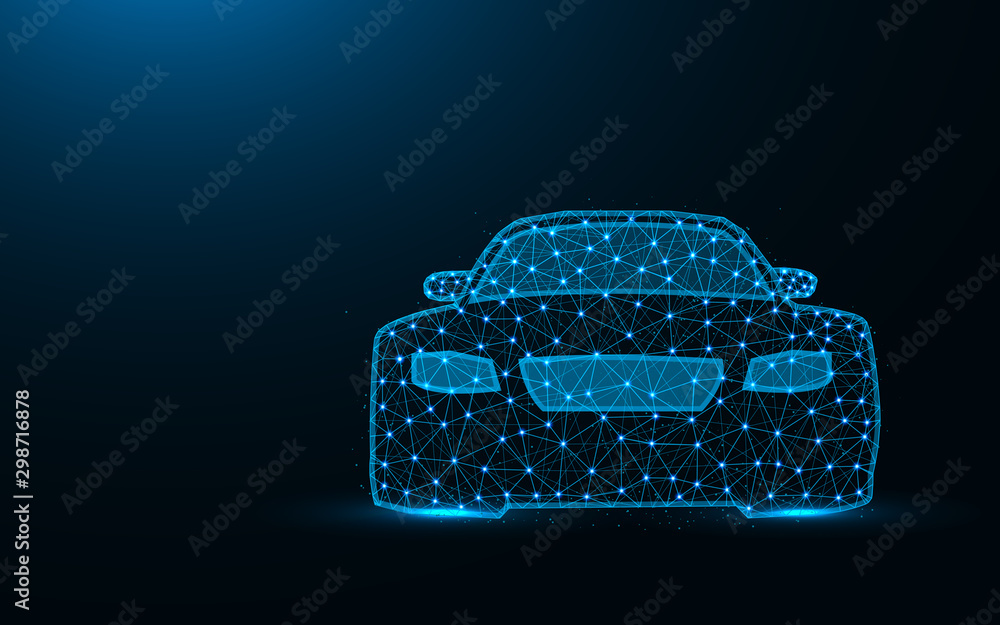 Car low poly design, transport abstract geometric image, driving ...
