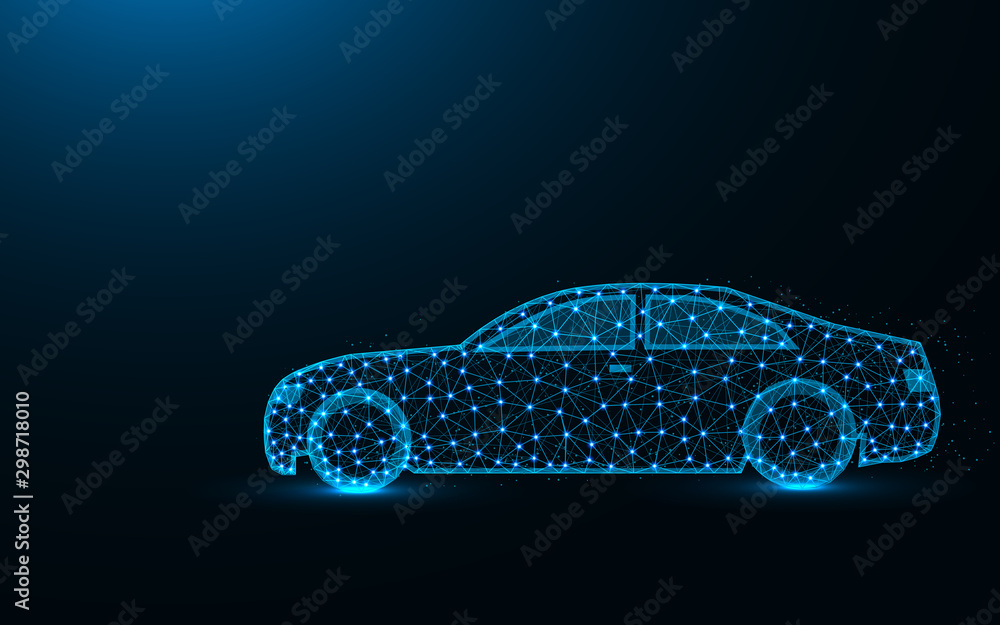 Car low poly design, transport abstract geometric image, driving ...