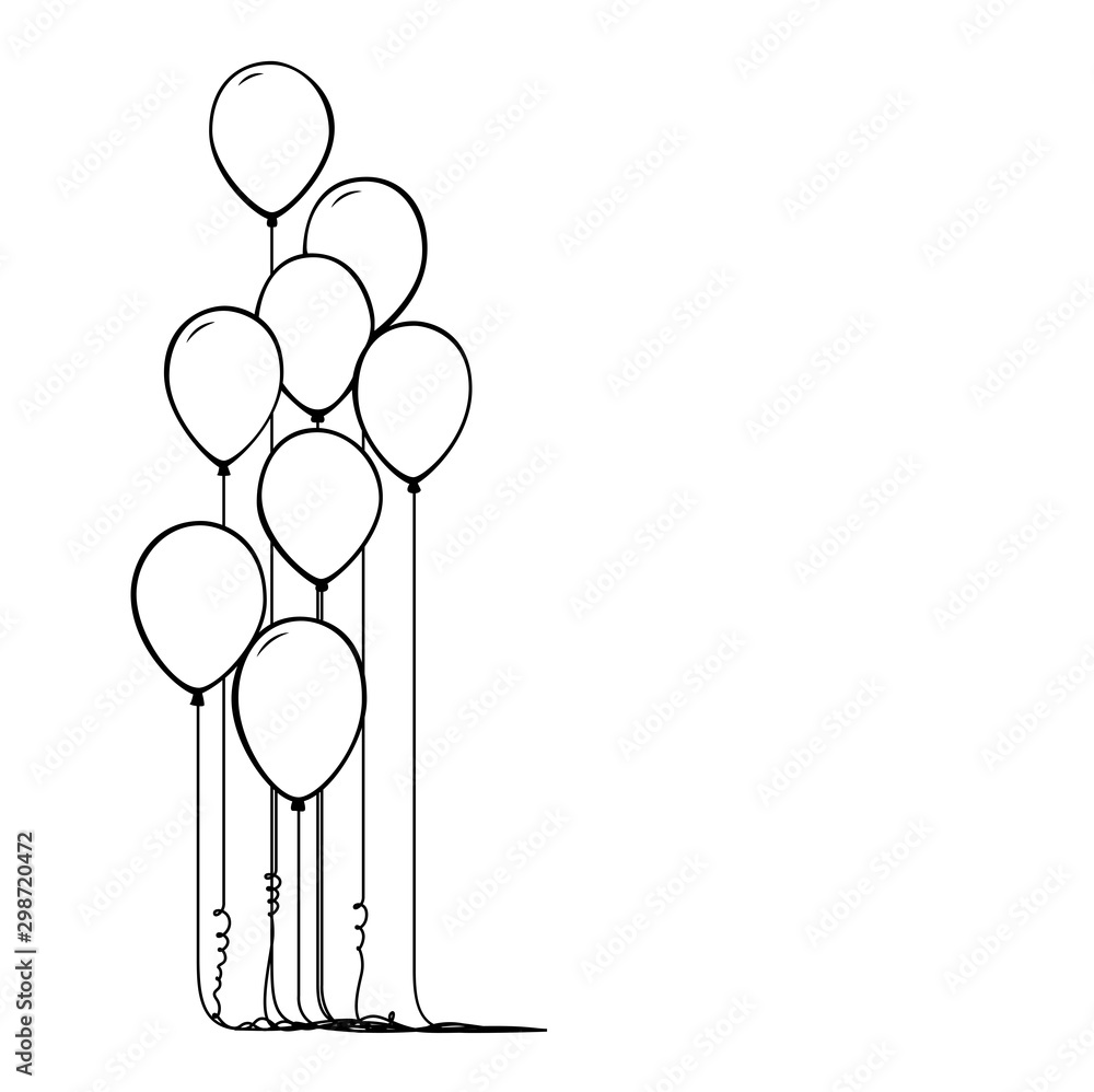 Vector illustration of line balloons isolated on white background ...