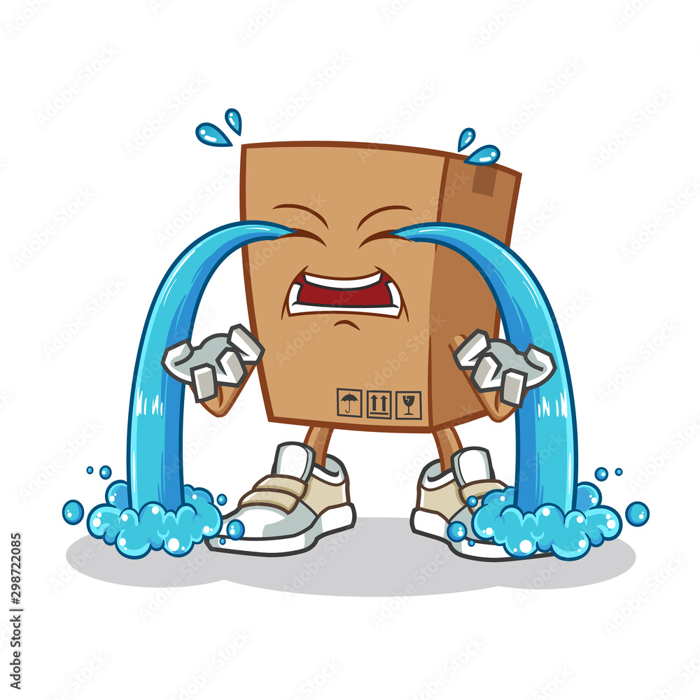 cardboard box cry mascot vector cartoon illustration Stock Vector ...
