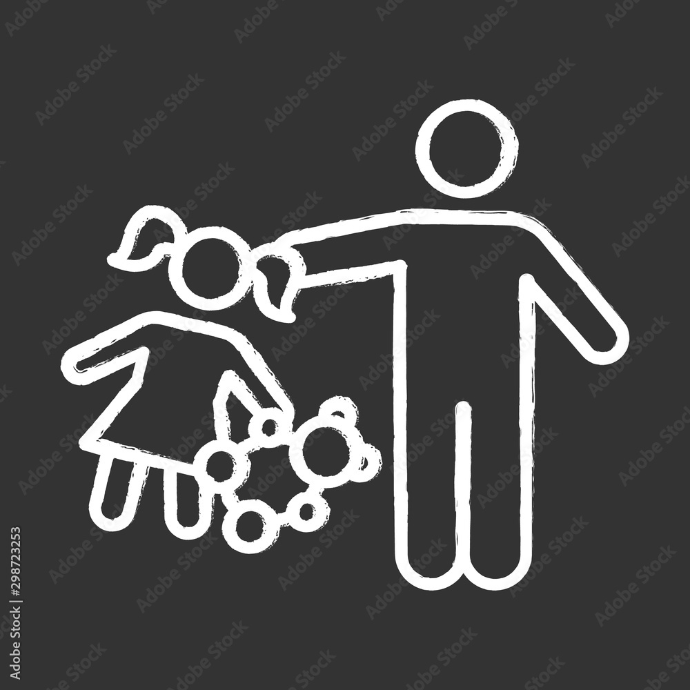 Rape of children chalk icon. Child sexual harassment, abuse. Victim of ...
