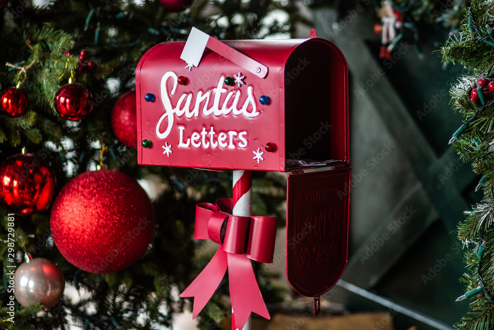 Christmas decorated mailbox for letters to Santa Claus. Christmas and ...
