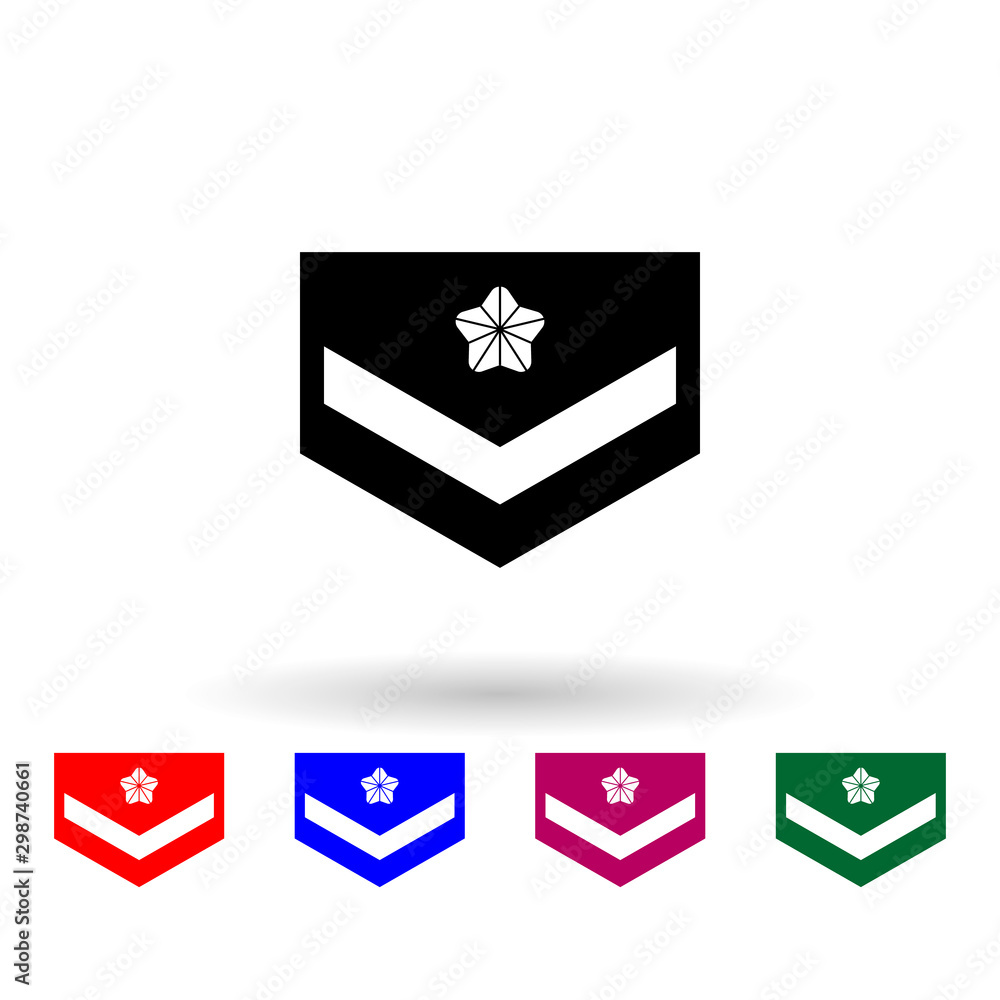 Japan private military ranks and insignia multi color icon. Simple ...