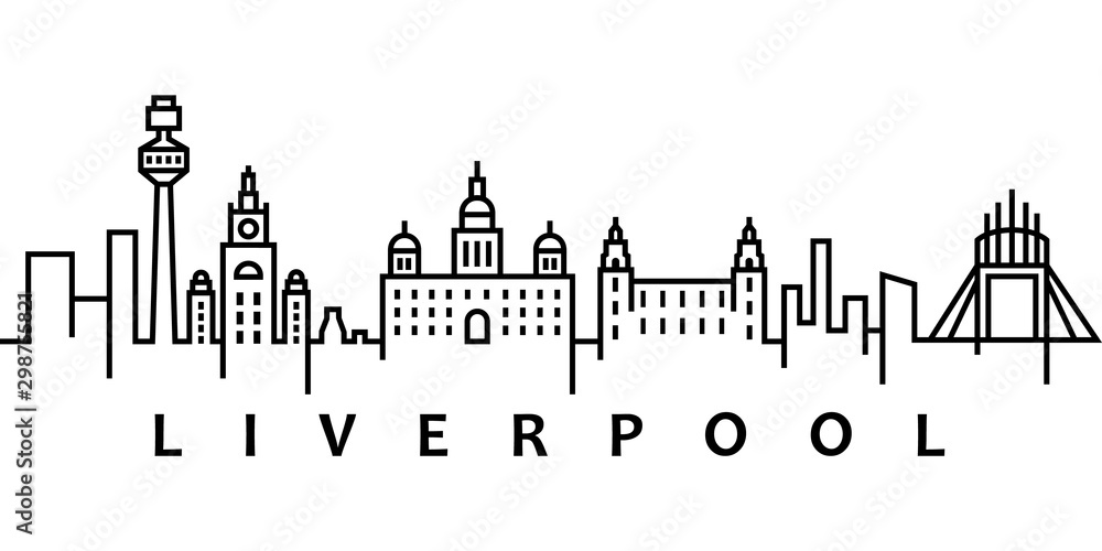Liverpool cityscape illustration. Simple line, outline vector of city ...