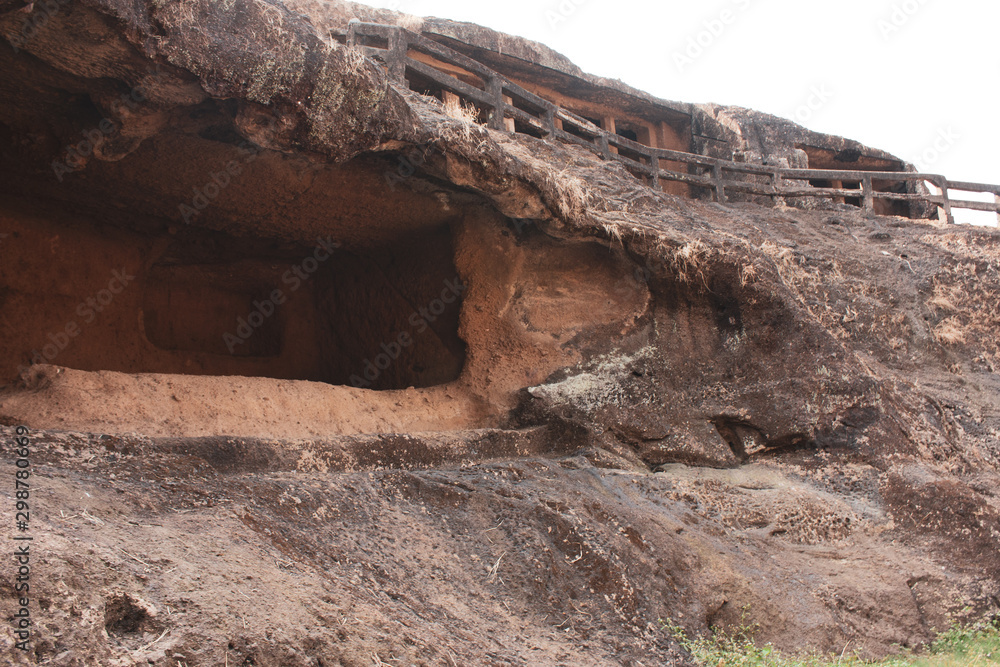 The Kanheri Caves are a group of caves cut into a massive basalt ...