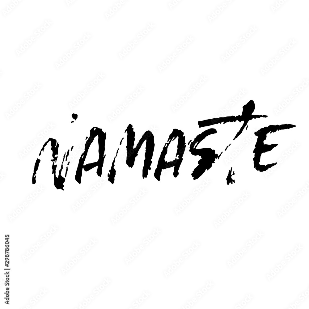 Namaste modern dry brush lettering on mandala pattern background. Yoga ...