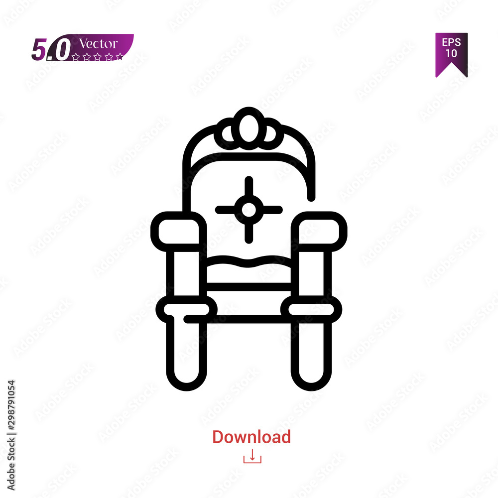 Outline Black throne icon. throne icon vector isolated on white ...