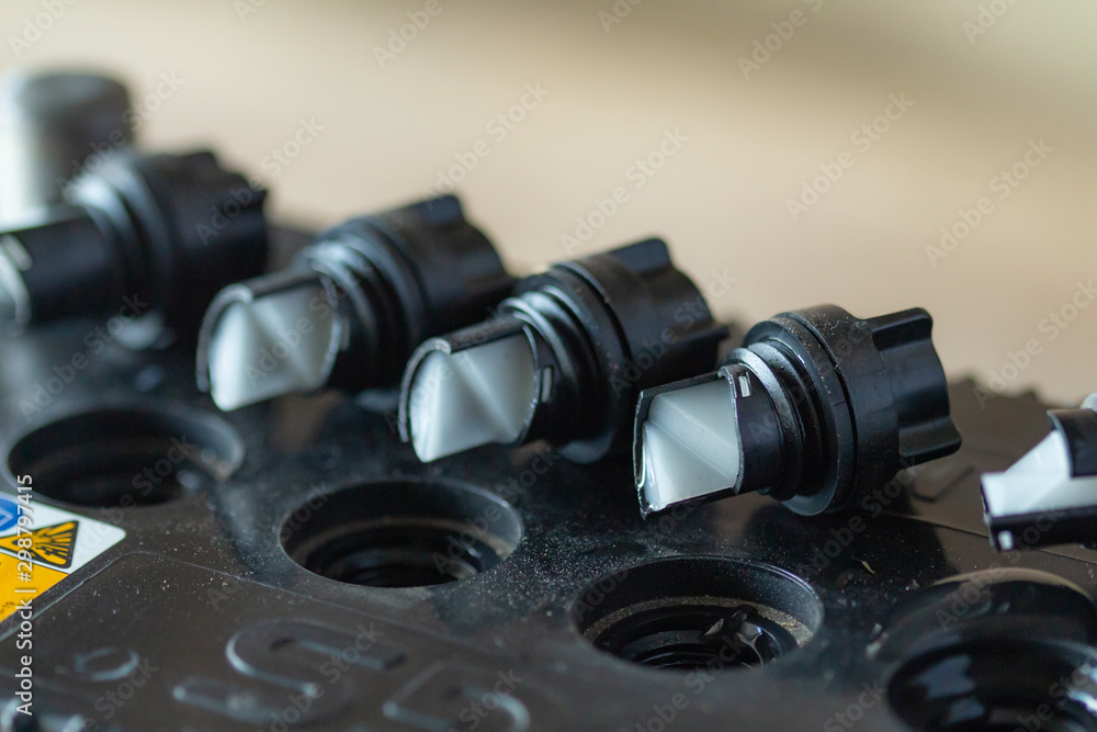 The battery cover is open on top on glay colour background, Stock Photo ...