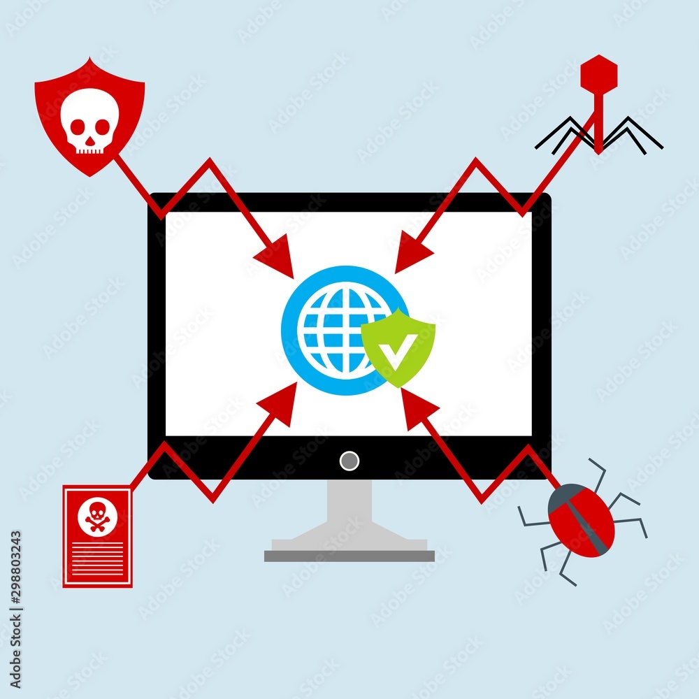 Ransomware malware wannacry risk symbol hacker cyber attack concept computer virus infection ...
