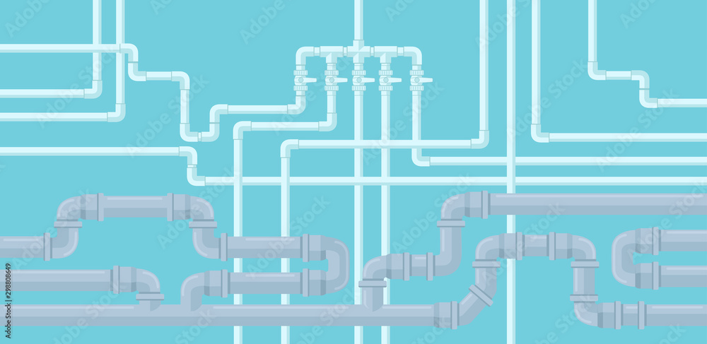 Horizontal background with pipeline. Water supply and sewerage system ...