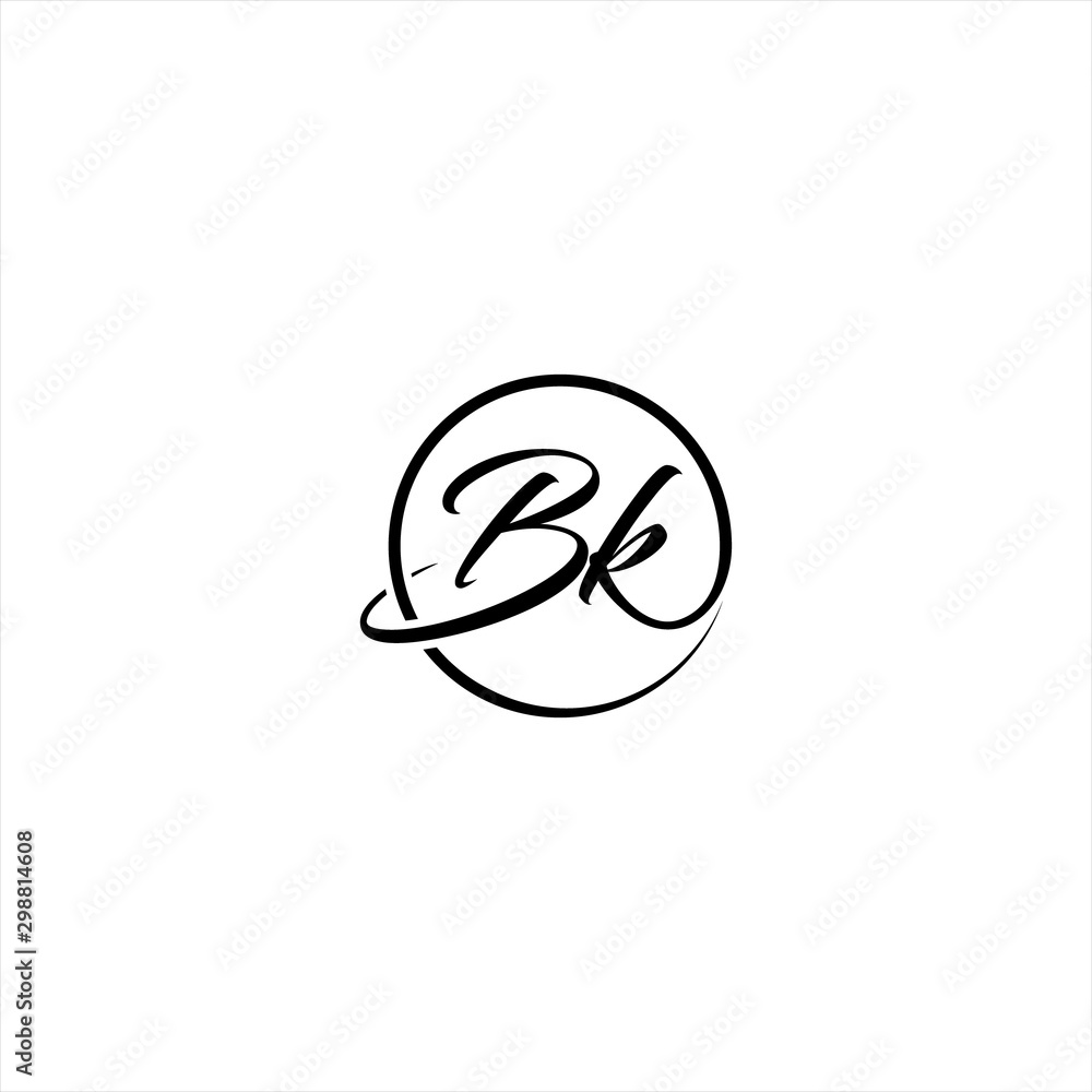 Initial letter BK beautiful handwriting logo vector template Stock ...