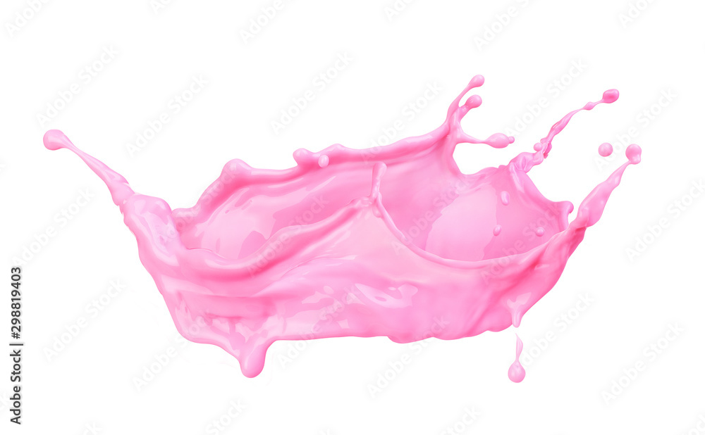 Pink splash in the form of a crown on a white background. Pink paint ...