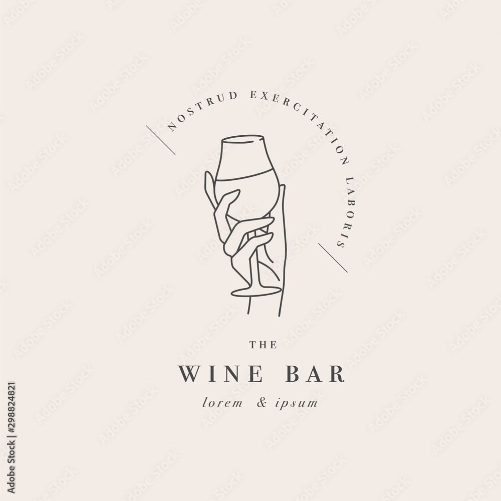 Vector design linear template logo or emblem - female hand holding ...