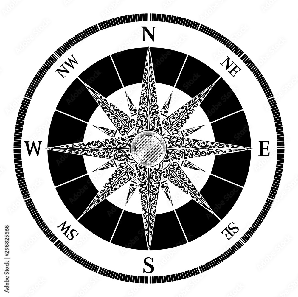 Antique Compass Rose Map