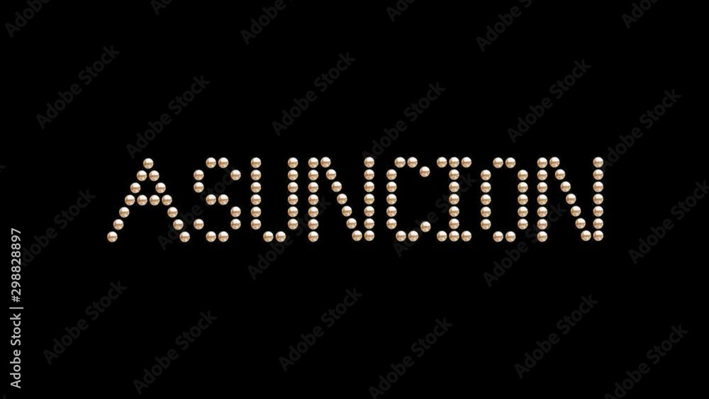 Asuncion Capital name of country Text sign title Loop animation bulbs ...