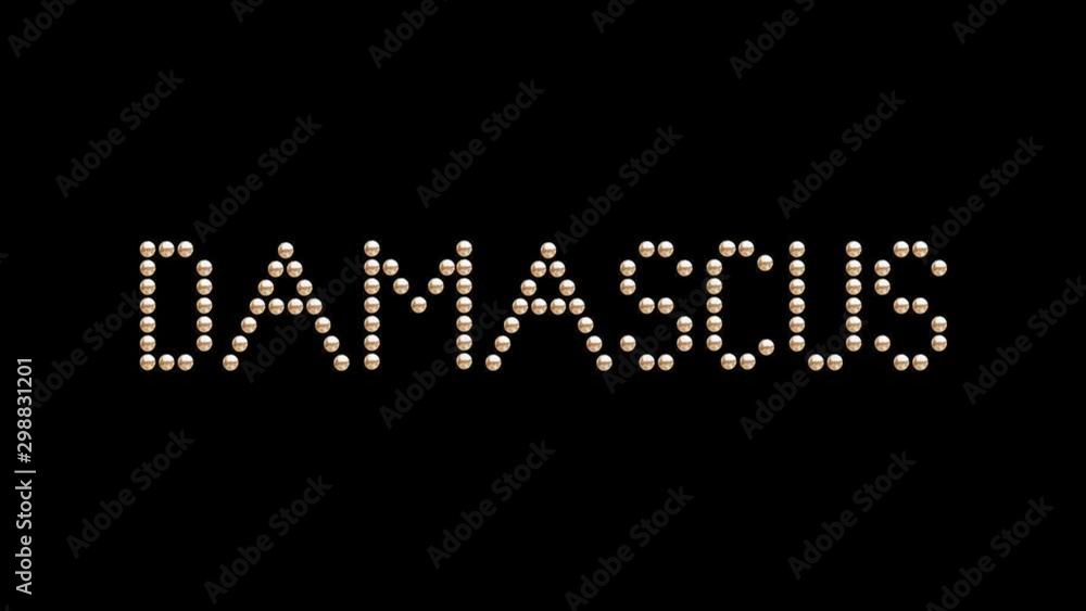Damascus Capital name of country Text sign title Loop animation bulbs ...