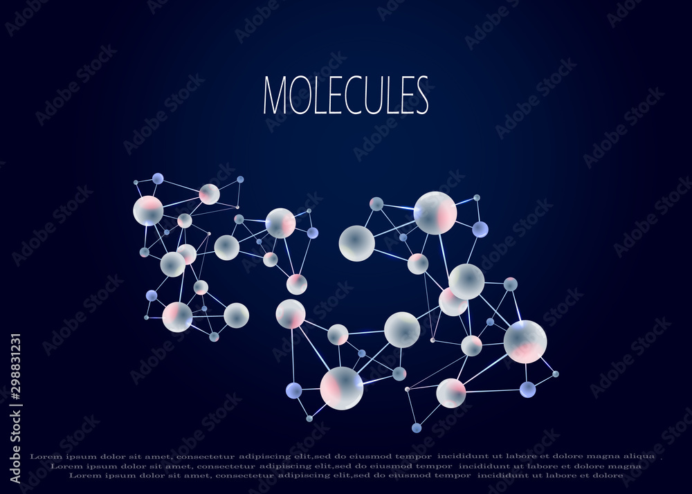 Molecules and atoms vector abstract background, science chemistry and ...