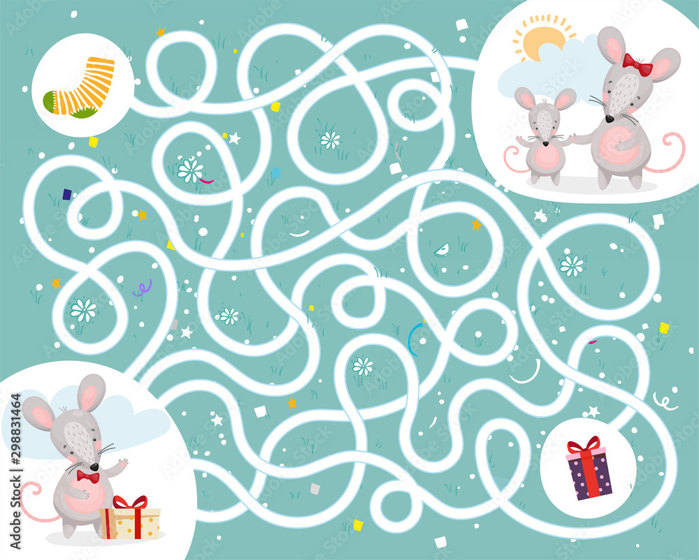 Help the mouse find the way home. Children s educational game labyrinth ...