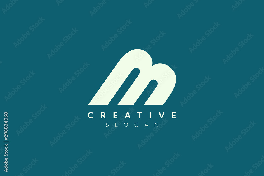 The letter M logo design extends to the side. Minimalist and modern ...