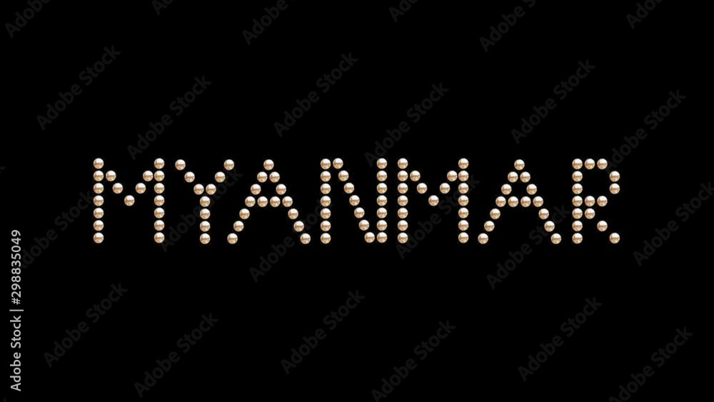 Myanmar Capital name of country Text sign title Loop animation bulbs ...