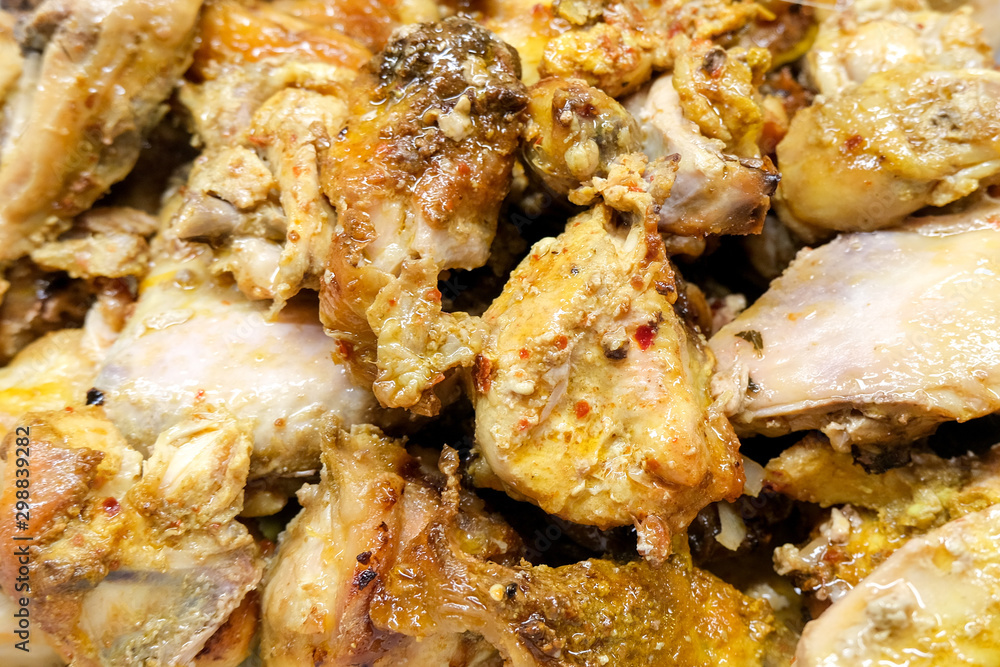 Buffet meals in the all-inclusive restaurant. Hotel food. Braised ...