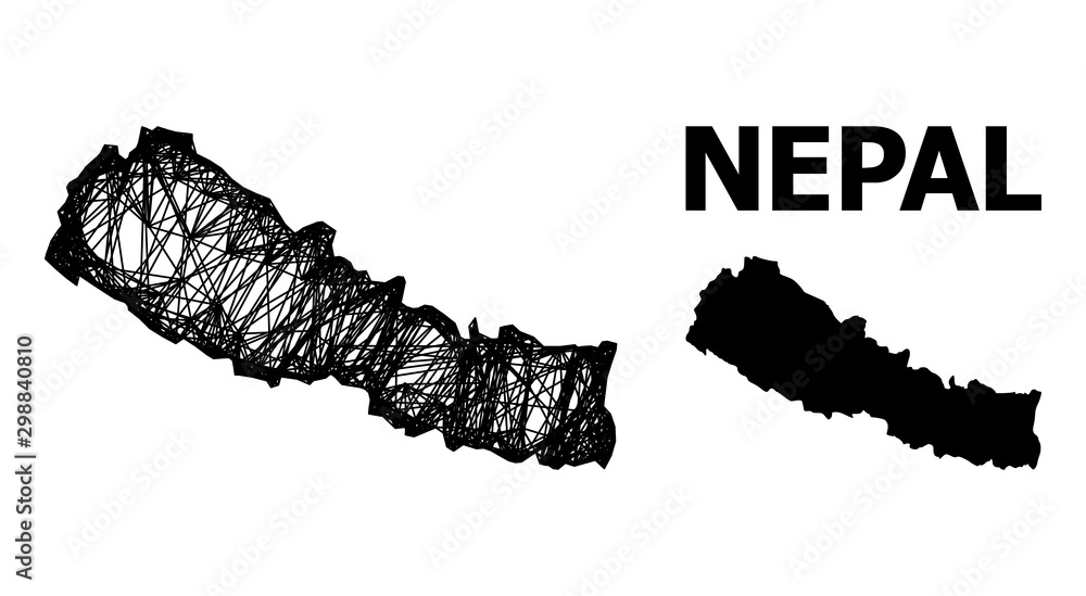 Wire Frame Map of Nepal Stock Vector | Adobe Stock