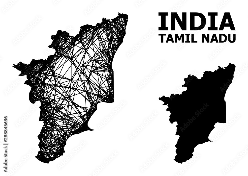 Net Map of Tamil Nadu State Stock Vector | Adobe Stock