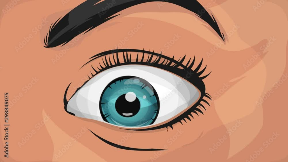 Comic Books Woman Eyes Looking With Surprise/ 4k awesome animation of ...