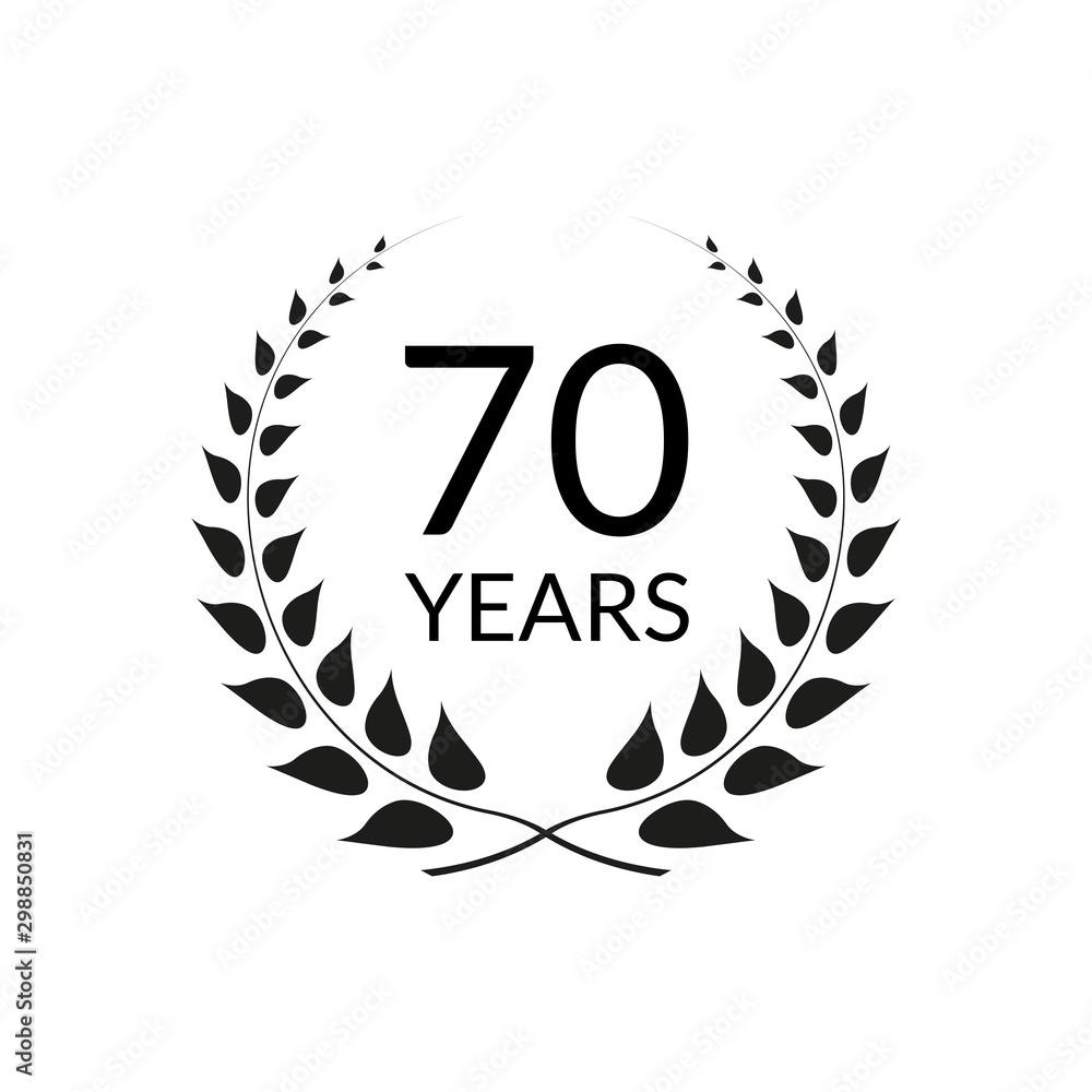 70 years anniversary logo with laurel wreath frame. 70th birthday ...