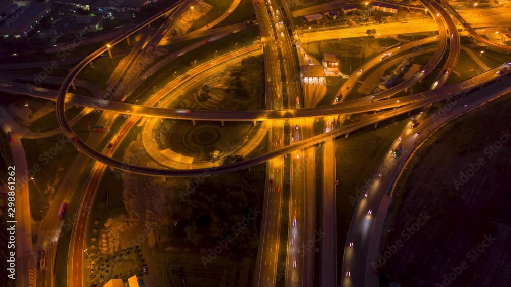 4K Aerial Hyperlapse. Traffic of ring roads, expressways, motorways and ...