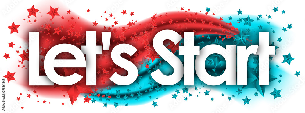 Let's Start word in stars colored background Stock Illustration | Adobe ...