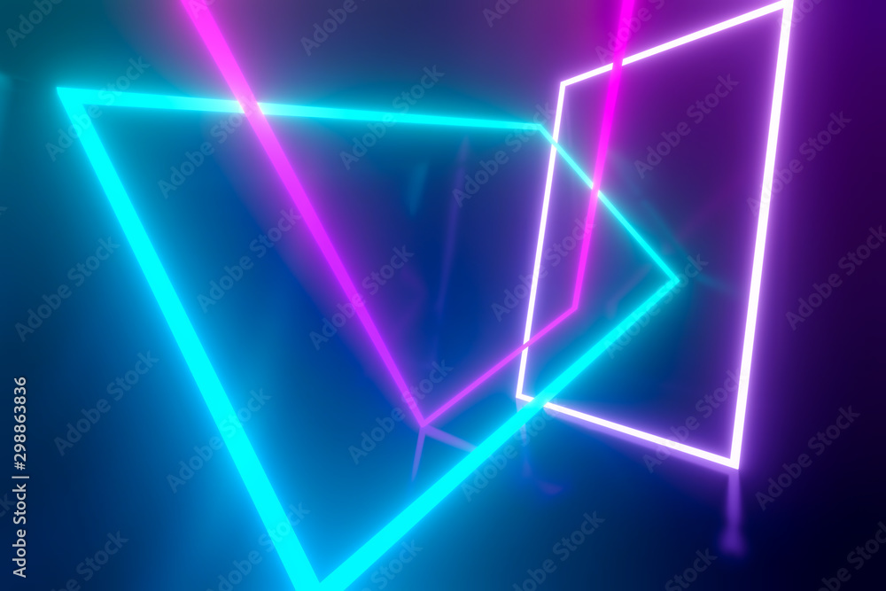 turquoise and pink neon lights frame background Stock Illustration ...