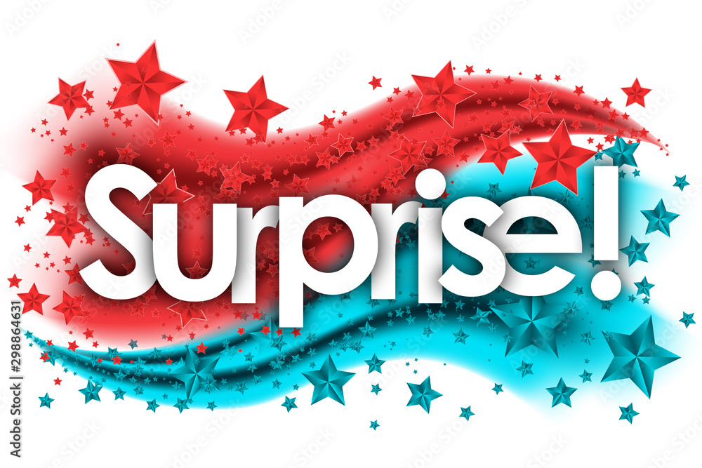 surprise word in stars colored background Stock Illustration | Adobe Stock