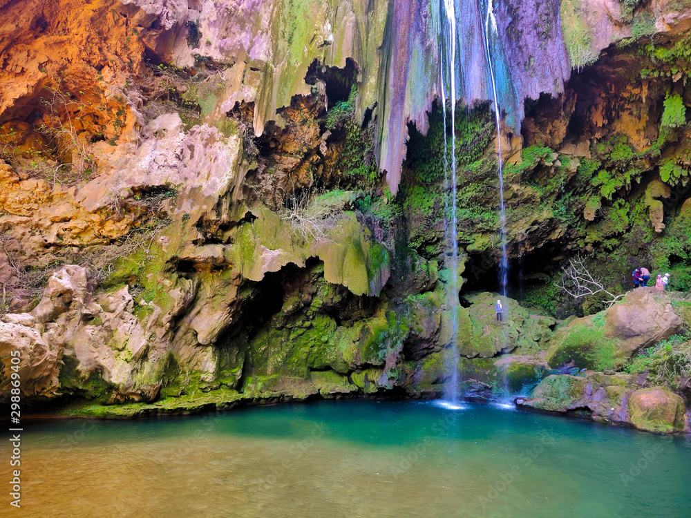 Akchour Waterfall's stunning sight located in Morocco near Chefchaouen ...