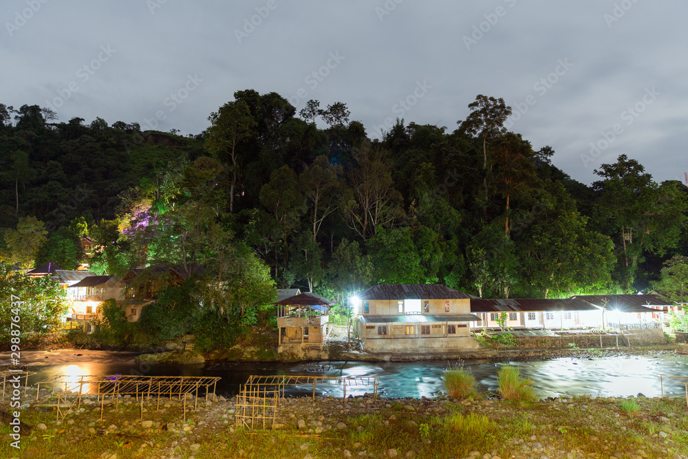 Beautiful jungle river view at night in Gunung Leuser National Park ...