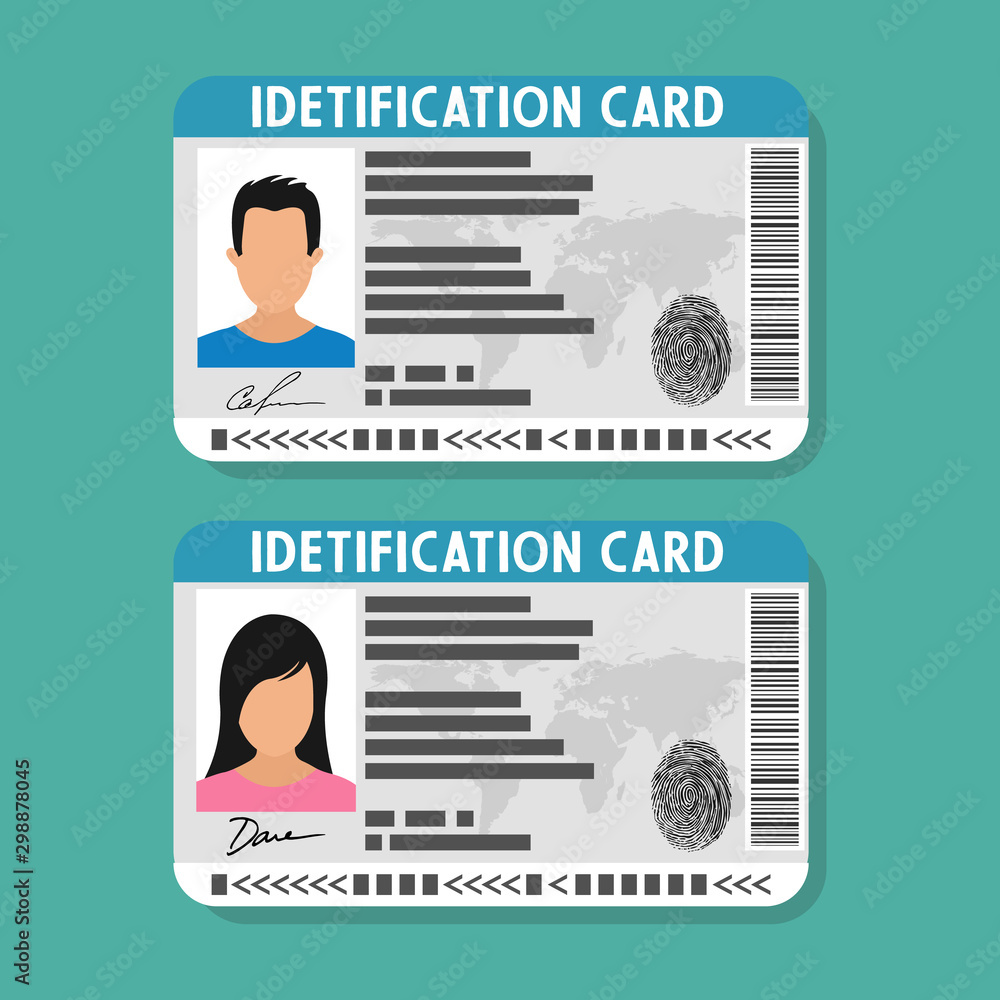 ID card with man and woman photo. Stock Vector | Adobe Stock