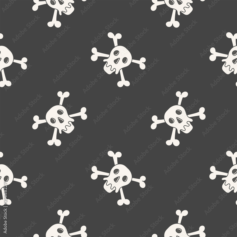 Flat linear design. Seamless texture of the human skull and bones. Can ...